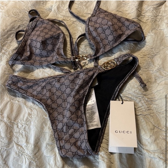 Gucci | Swim | Gucci Black Monogram Bikini Set | Poshmark